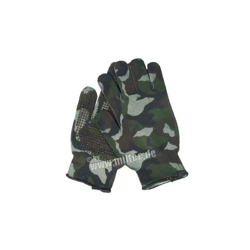 US rukavice GRIPPER SPANDOFLAGE®, maskované woodland